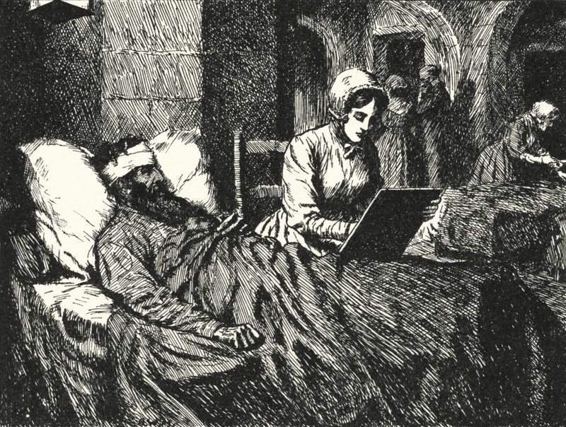 Die englische Krankenschwester Florence Nightingale schreibt einen ...