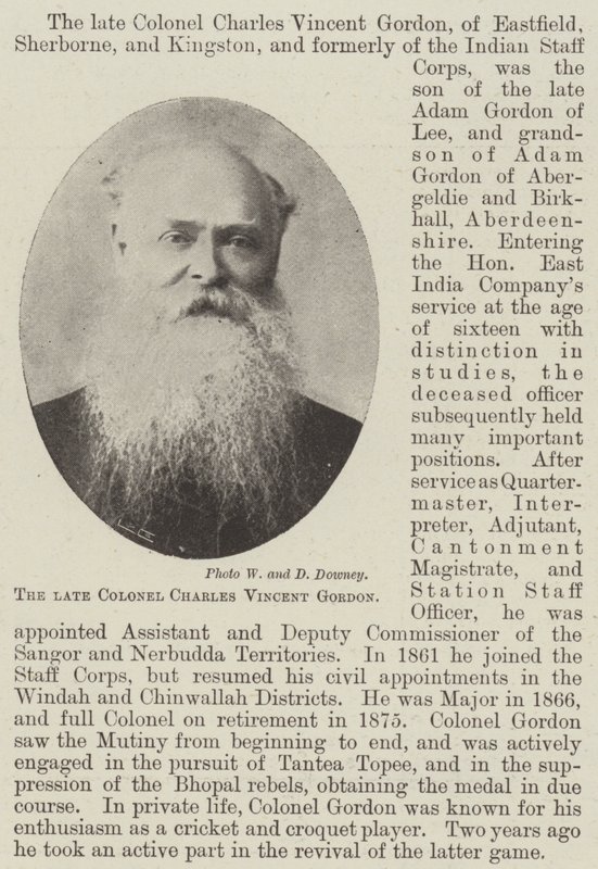 Der verstorbene Colonel Charles Vincent Gordon
