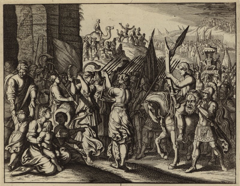 Saul begleitet David mit dem Kopf von Goliath