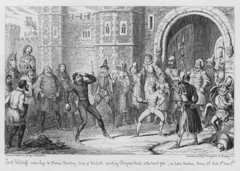 Jack Falstaff, als Page von Thomas Mowbray, Herzog von Norfolk, bricht ...